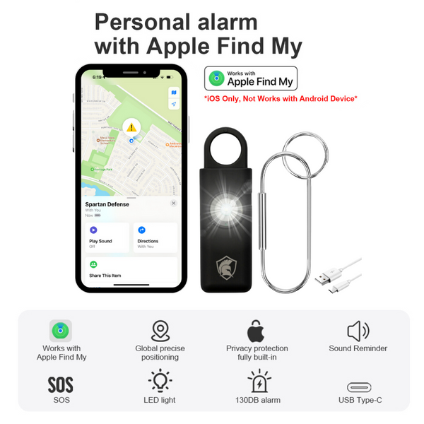 Personal Alarm + Item Finder, Black